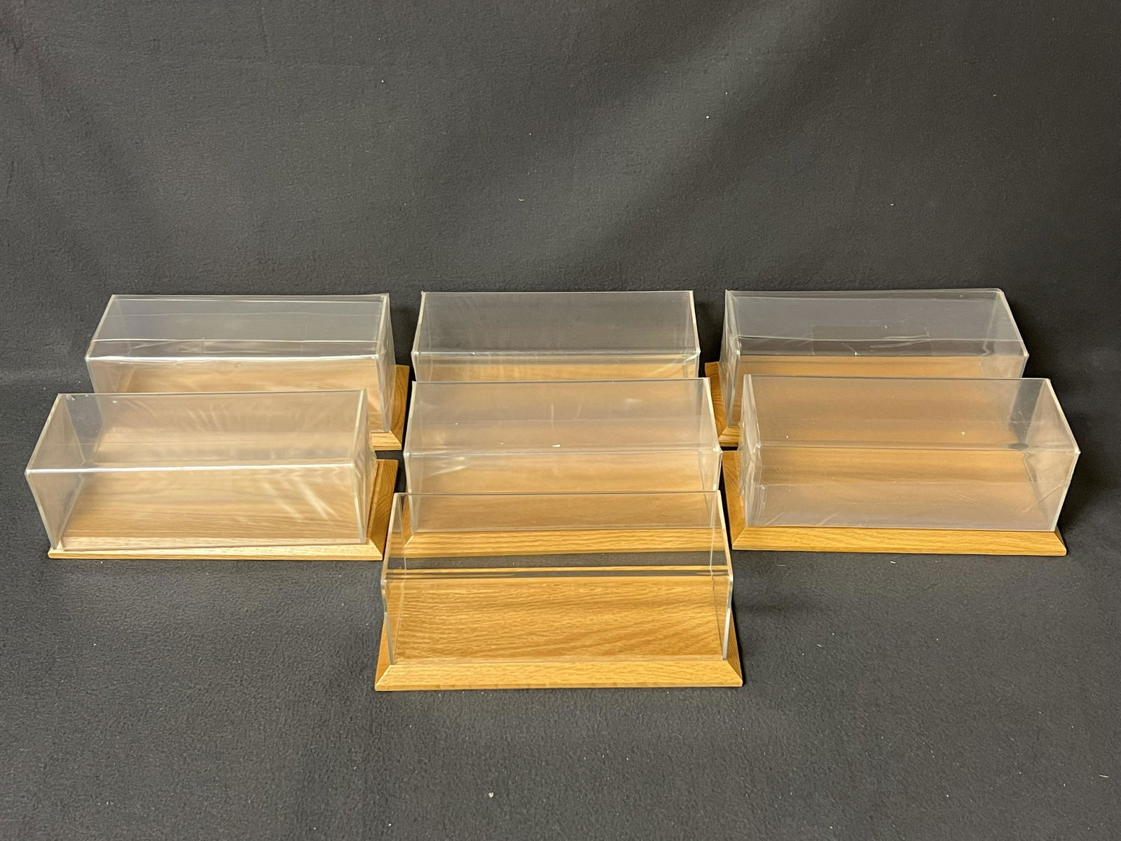 (7)diecast Model Car Display Cases By Notchkiss Wood W/ Plastic 5'' X ...