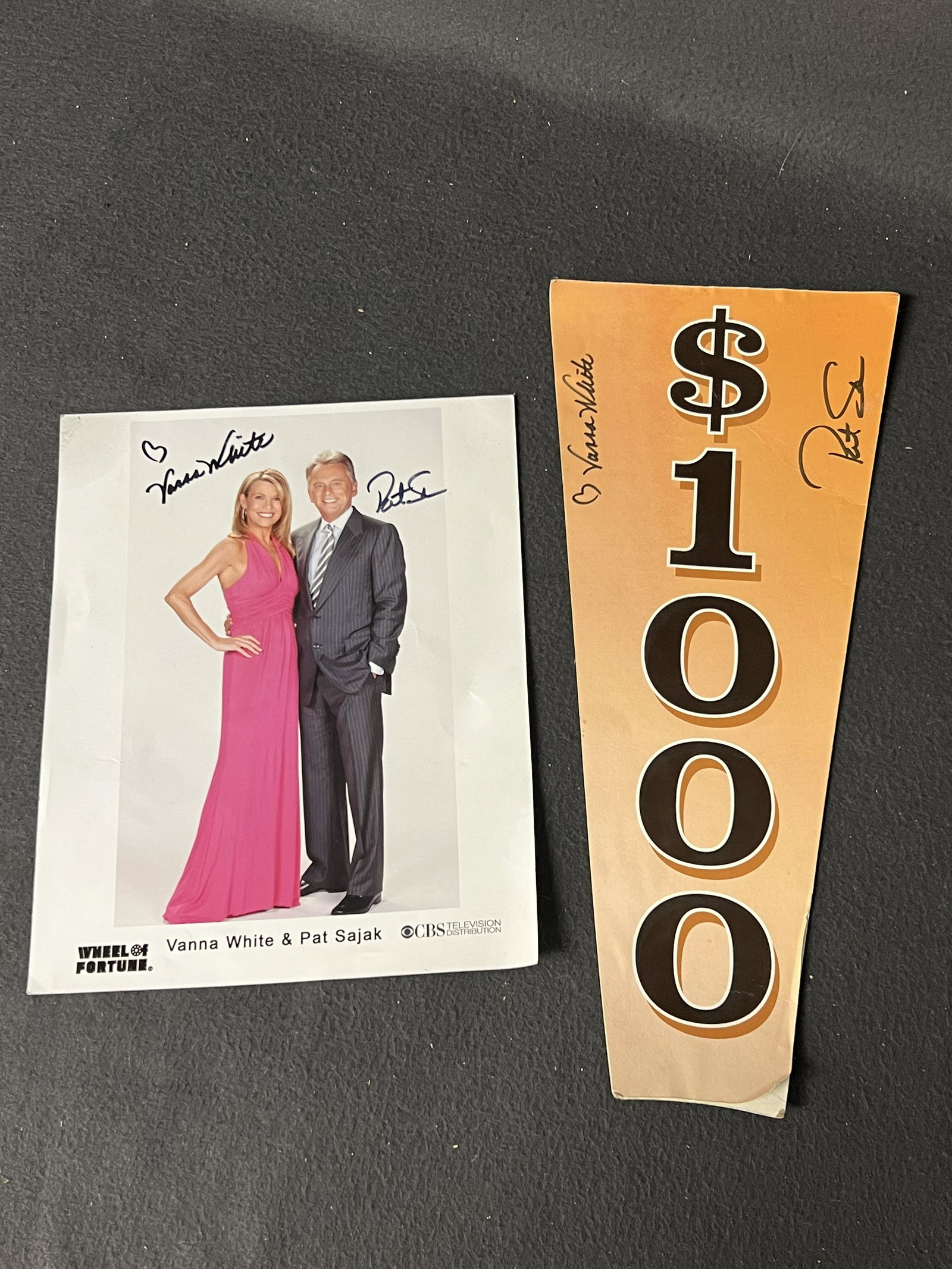 Autographed Vanna White & Pat Sajak Items - 8'' x 10'' Photo + Wheel A ...