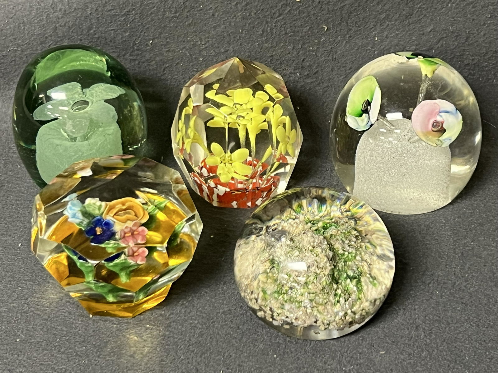 (5)Asst Vintage Art Glass Paperweights - Various Styles & Shapes - Mar ...