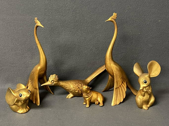 (6)midcentury Anthony Freeman Mcfarlin Pottery Birds, Mice, Roadrunner ...