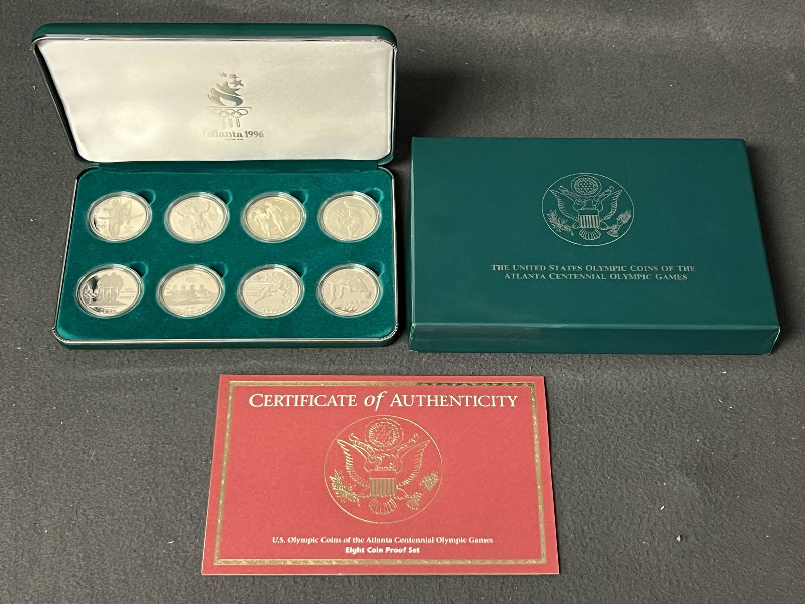 Us Olympic 8 Coins Of Atlanta Games 90% Silver Coa- 1996 Us Olympic ...
