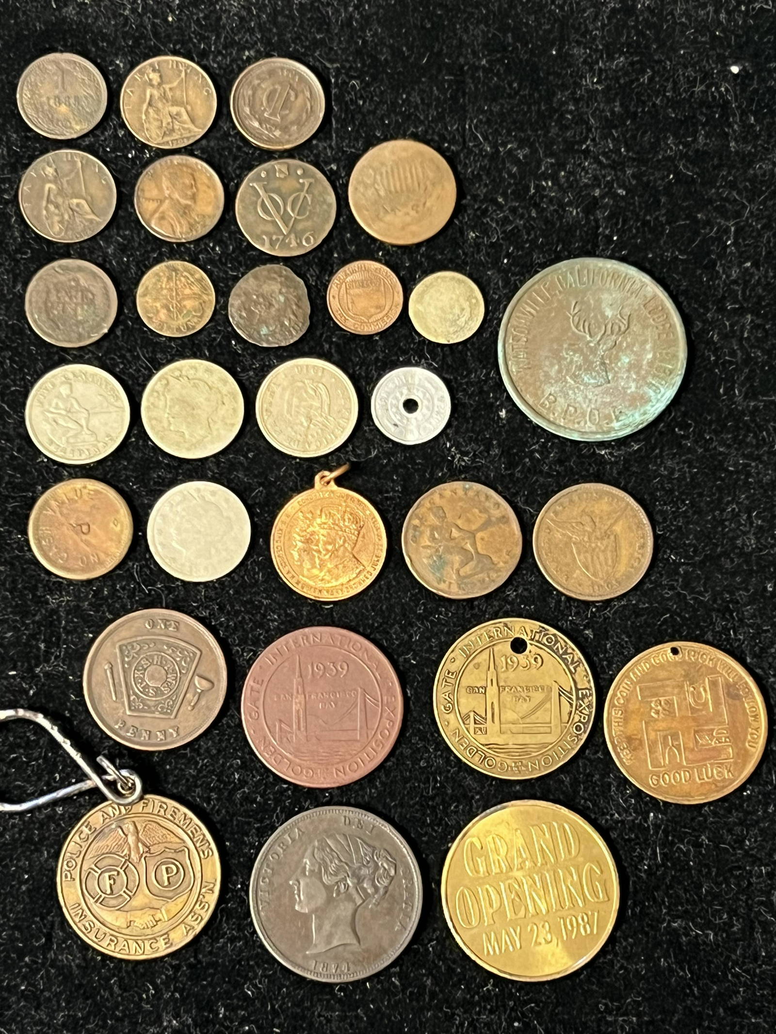 Asst Antique/ Vtg Tokens + Coins - Fire & Police Insurance, United ...