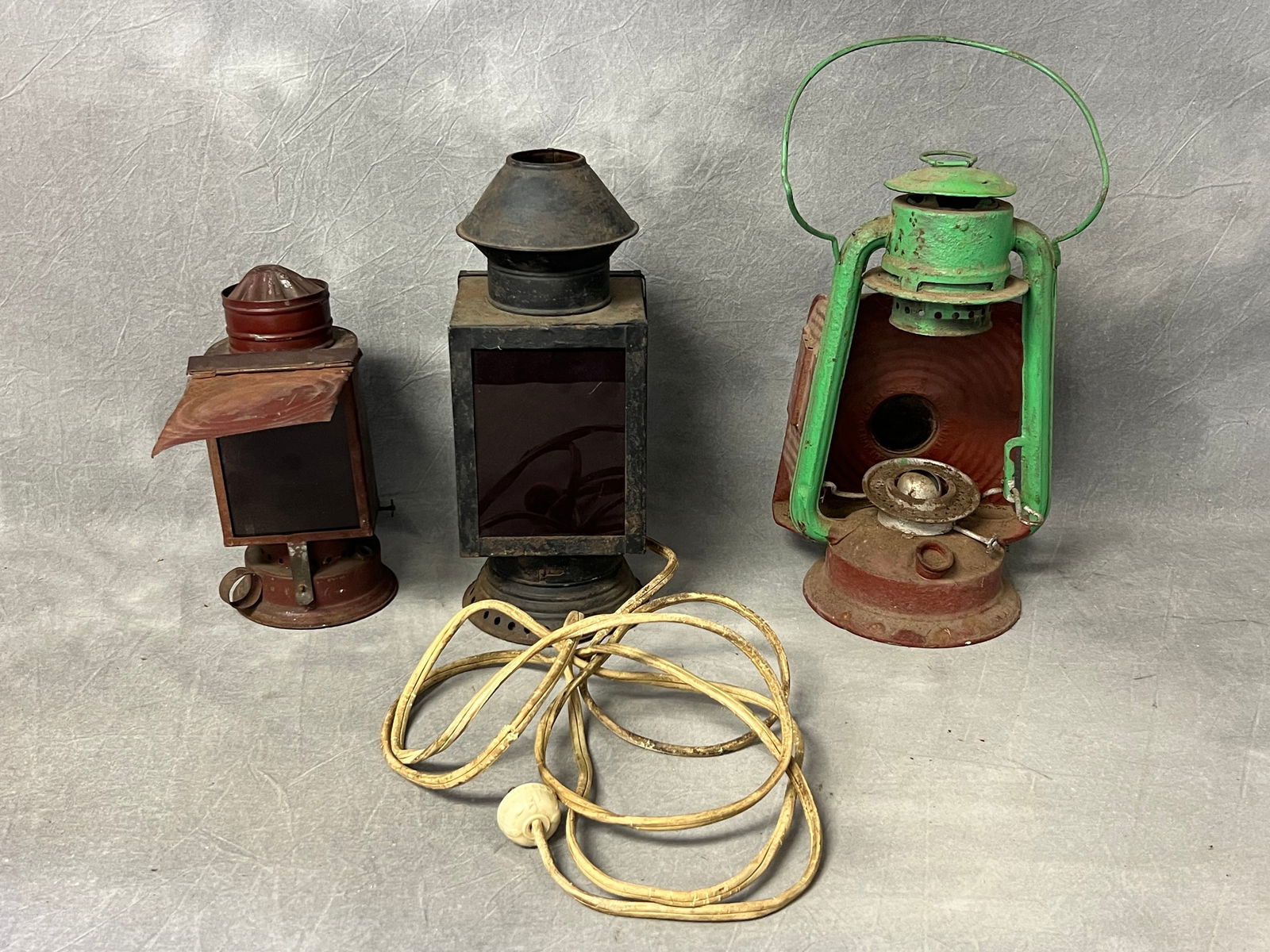 (3)atq / Vtg Railroad Kerosene Lantern Lamps - Ct. Ham Gem Side ...