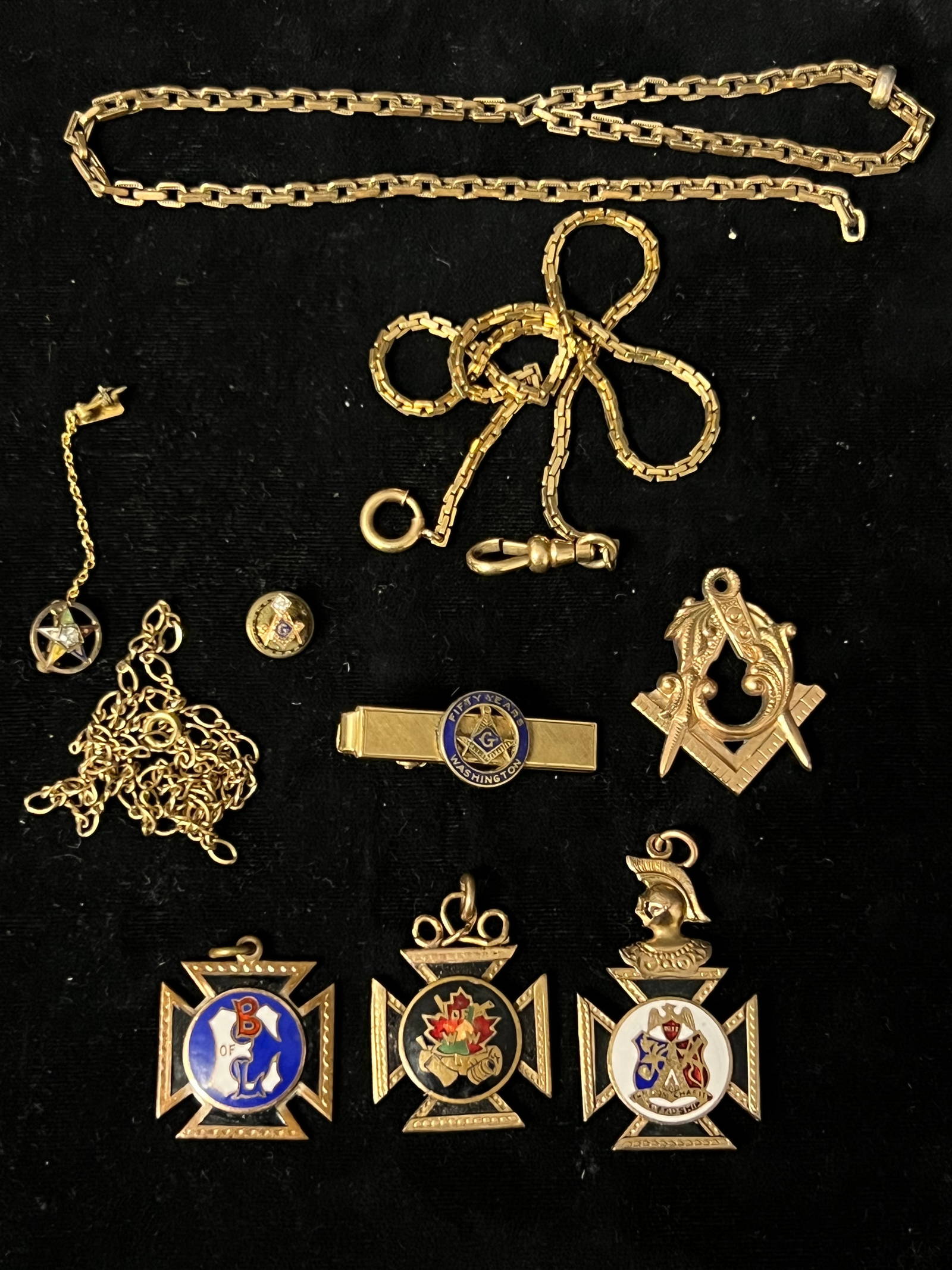 Antique Masonic + Fraternal Watch Fobs - Chains, Fobs, Pins - Gold ...