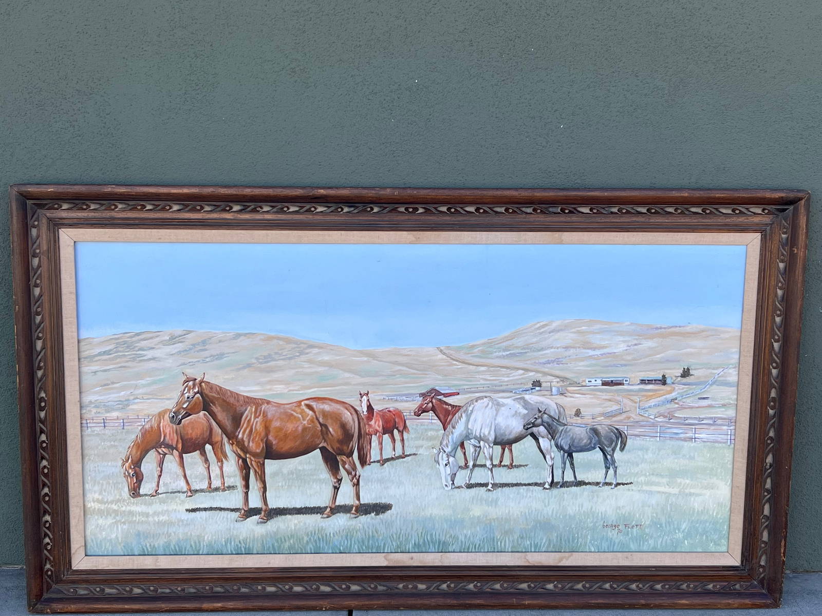 Signed George Flett Native American Oil 1970s - Oil On Linen By Native ...