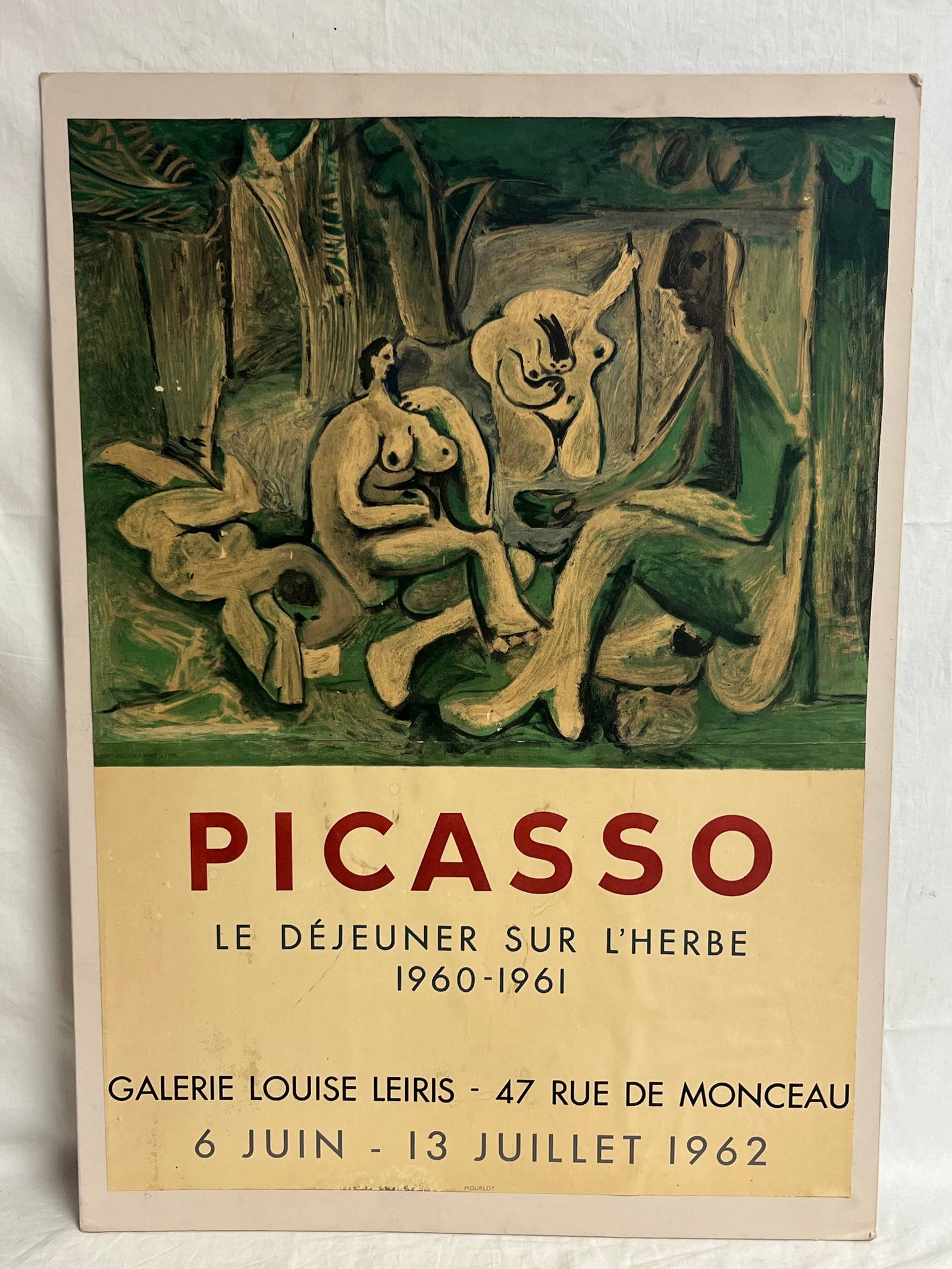 Pablo Picasso Lithograph Exhibition Poster - Lithograph Attached To ...