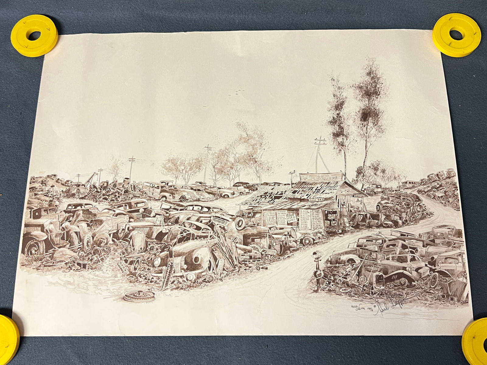 (4)signed Herb Leippe Junk Yard Lithograph Monterey Bay Ca Artist ...