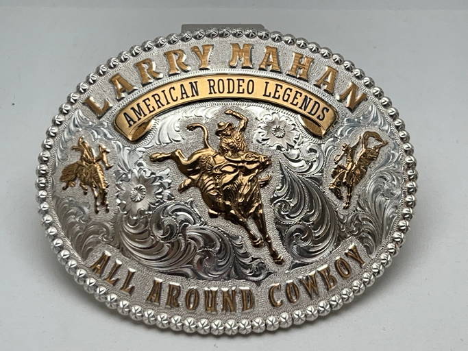 Gist Rodeo Legend Larry Mahan Belt Buckle Sterling Overlay W/ Gold ...