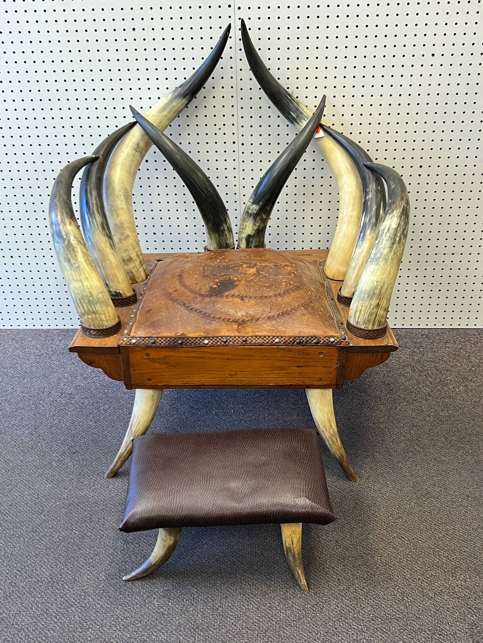 Atq Western Steer/ Cow Horn Chair, Ottoman - Antique Chair 27'' X 22 ...
