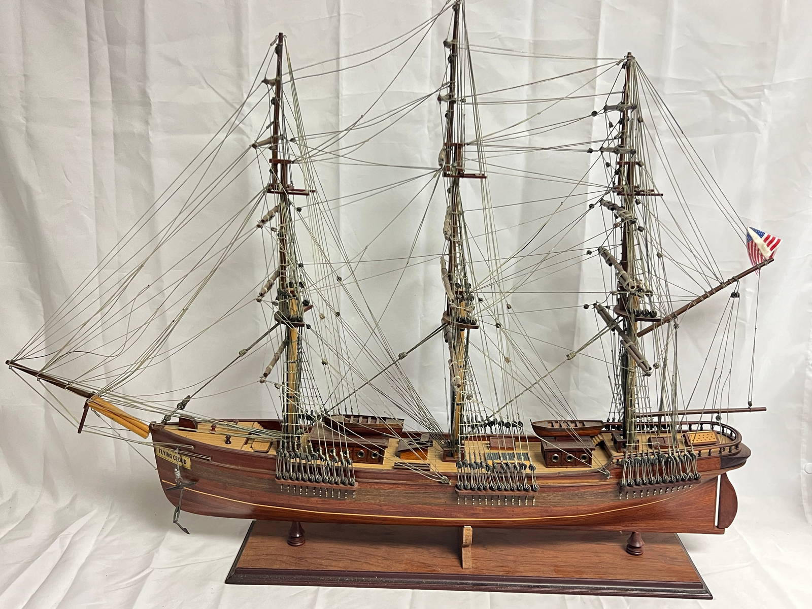 Large Wooden Ship Model 39''l X 29''t - (see Photos For Condition, Pick ...