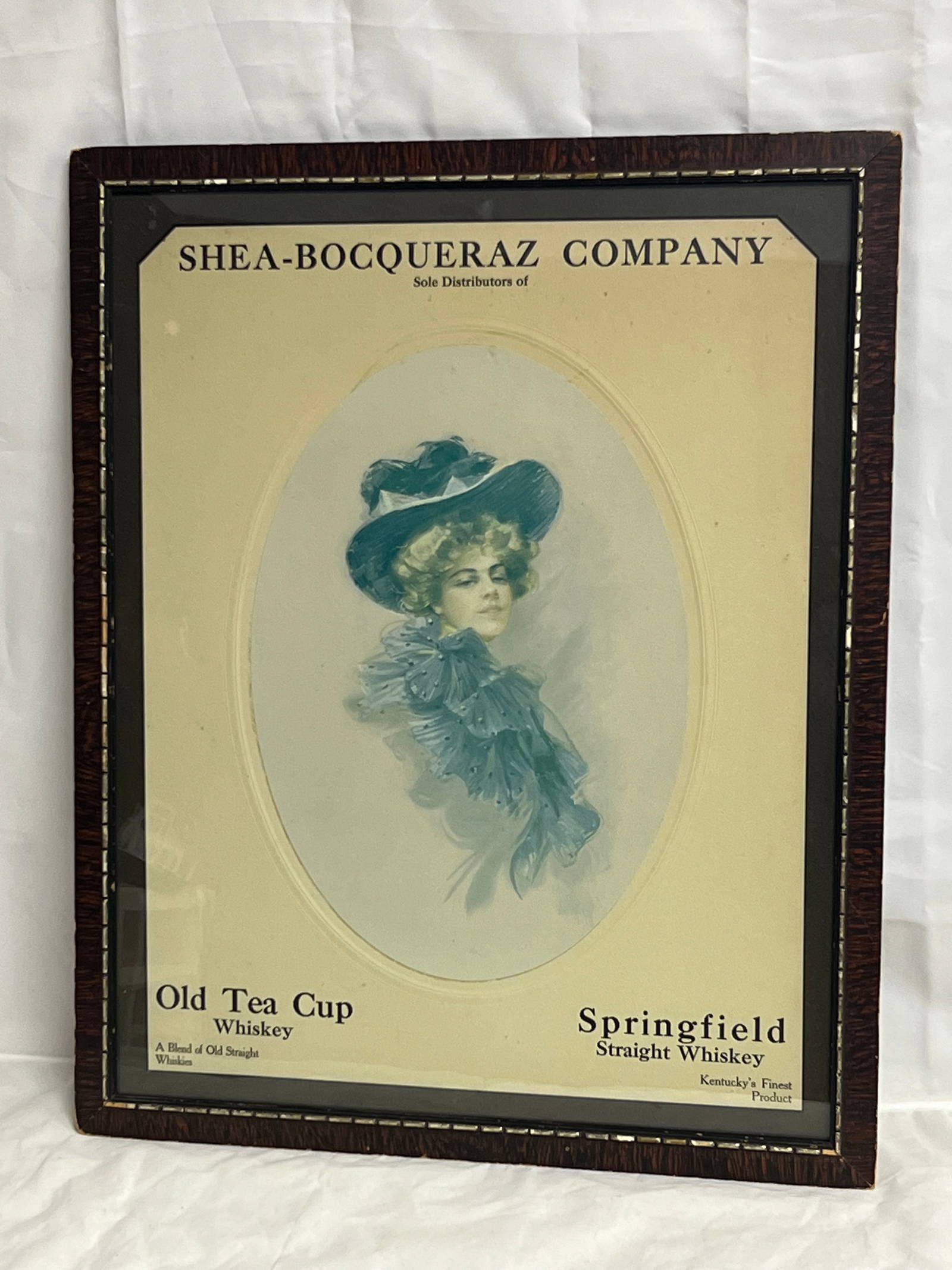 Old Tea Cup Whiskey Advertising - Framed 17.5'' X 21.5'' Auction