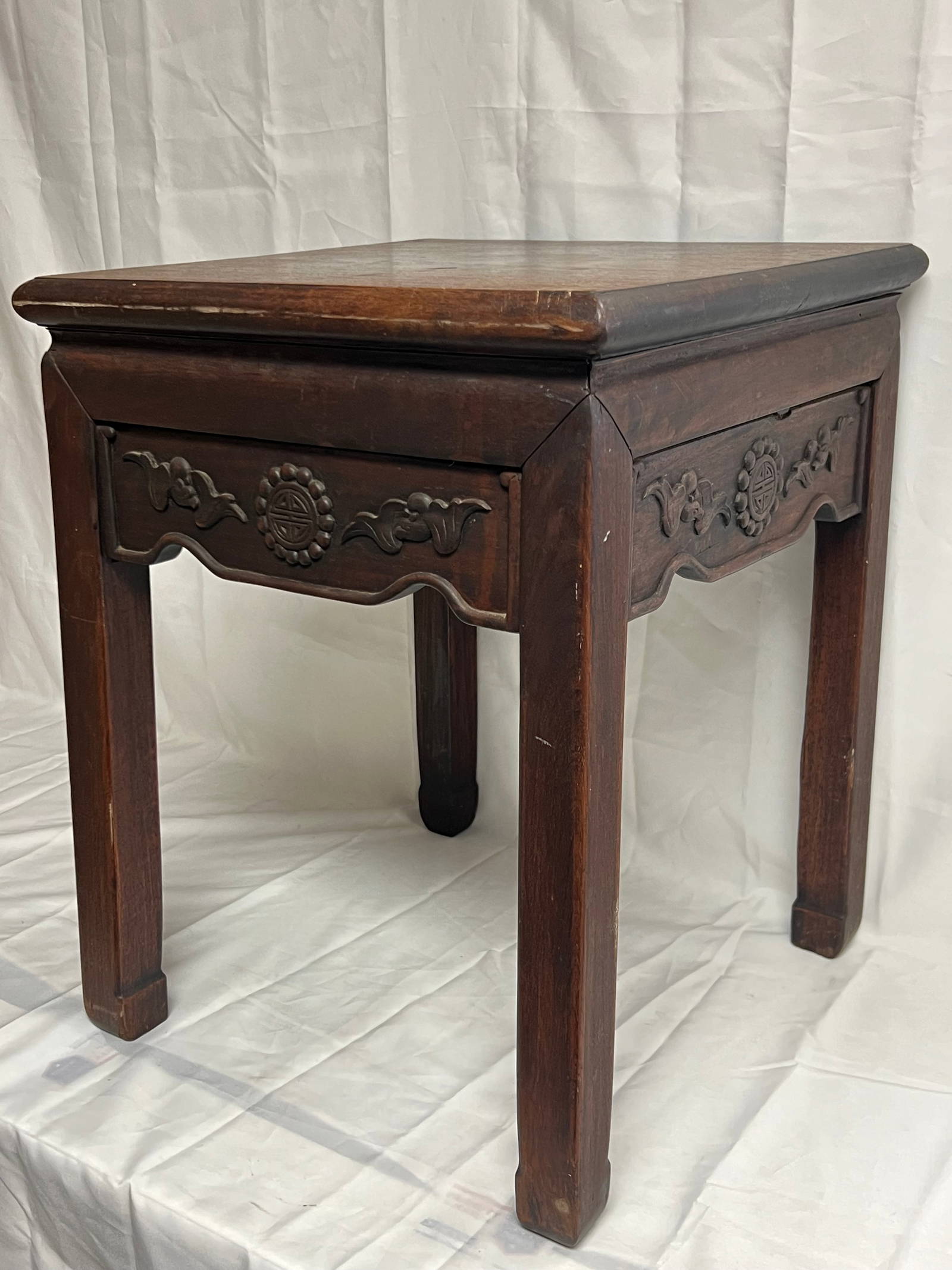 Asian Side Table W/ Bat Motif 15.75'' X 16'' X 20'' - Solid Wood ...
