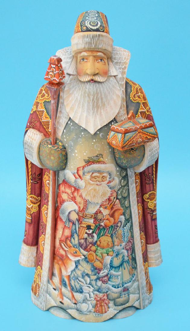 Carved Hand Painted Russian Santa Figure