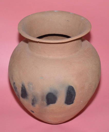 Monumental Decorative Terra Cotta Raku Vase