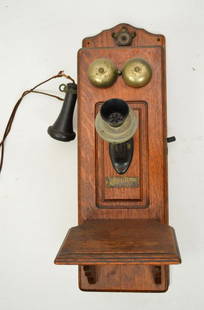 Antique Wooden Phone Booth With Phone
