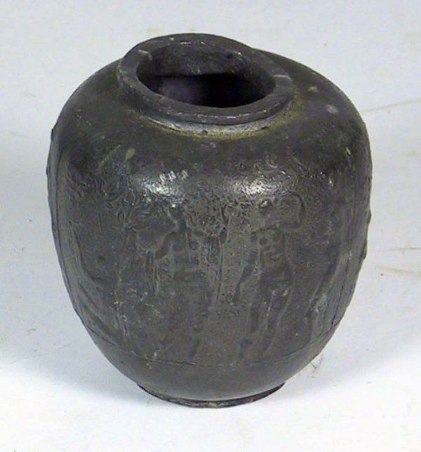 Vintage Lead Vessel With Neo Classical Relief