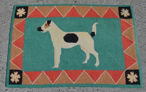 North Carolina Hooked Rug With Dog,
