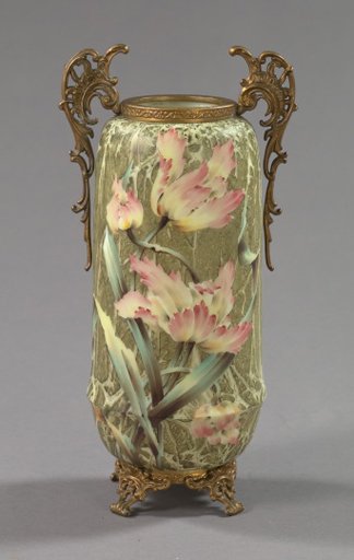 43: C. F. Monroe Kelva Glass Garniture Vase