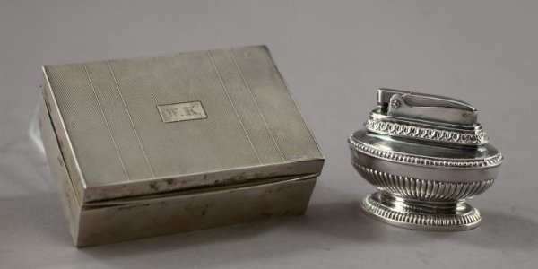 Silver Cigarette Box And Lighter,