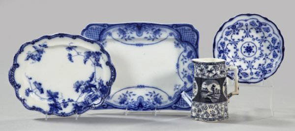 Four Piece Collection Of Flow Blue Ceramics,