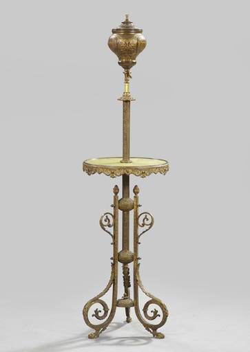American Brass And Onyx Mounted Organ Lamp