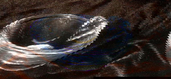 671: Early Steuben Crystal "Ashtray with Sloping Bowl"