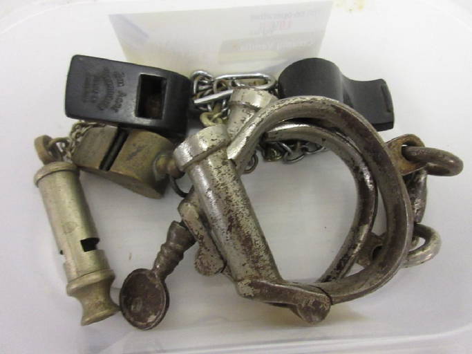 Pair Of Early 20th Century Iron Handcuffs, Three