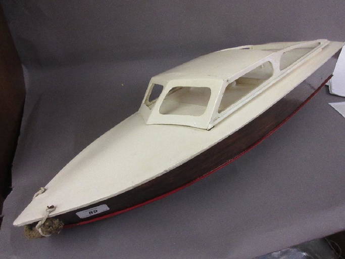 Painted Wooden Model Motor Boat Launch