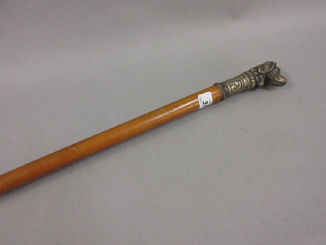 Antique Carved Articulated Boxer Dog Walking Cane