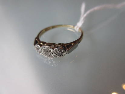 Platinum Mounted Illusion Set Three Stone Diamond