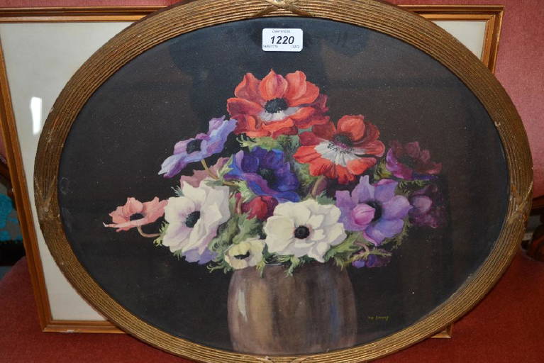 Eva Savory, Pair Of Watercolours, Still Life, Flowers