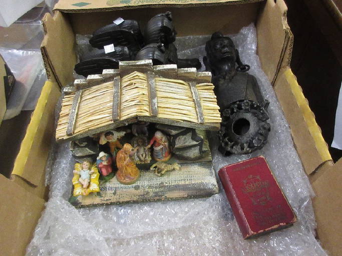Wooden And Composition Nativity Set, A Chinese