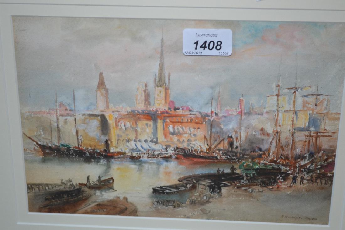 Richard Henry Wright, Watercolour, Harbour Scene In