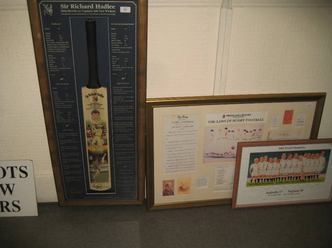 Signed Framed Cricket Bat, New Zealand, Canterbury,