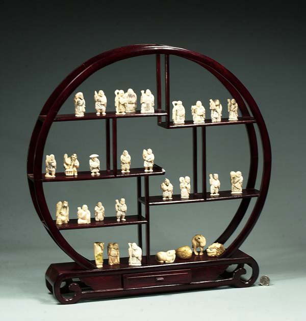 Circular Chinese Rose Wood Display Stand With A C