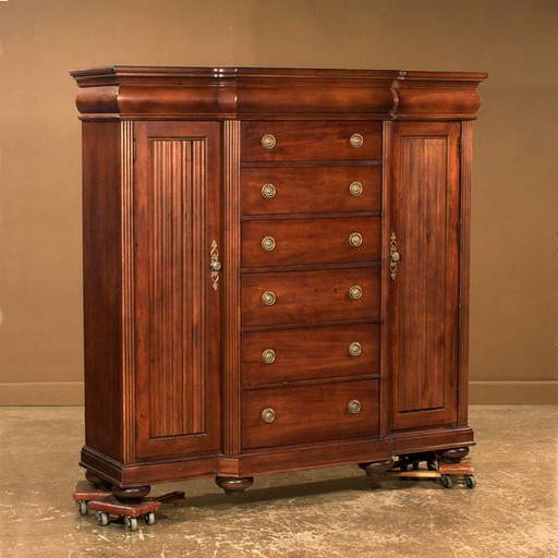 Large Bernhardt Armoire With Linen Fold Panel Door