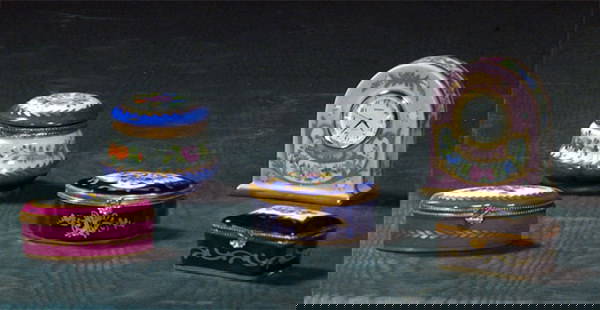 Fine Collection Of Five French Limoges Boxes Alon