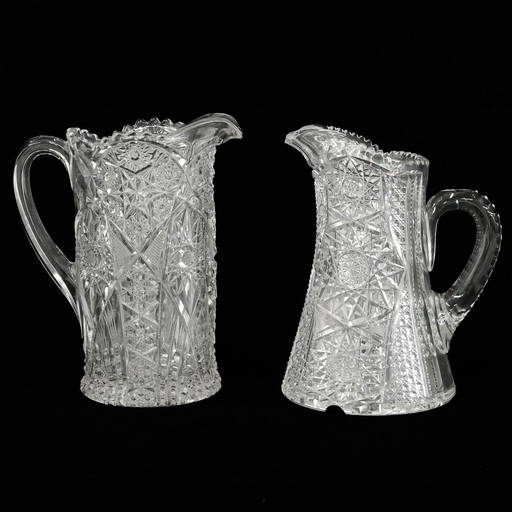 Vintage Cut Glass Pitchers, Two Total