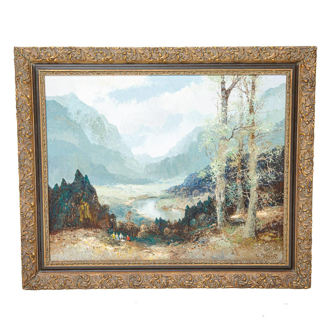 Willi Bauer (german, B. 1923) Landscape Painting, Oil On Canvas