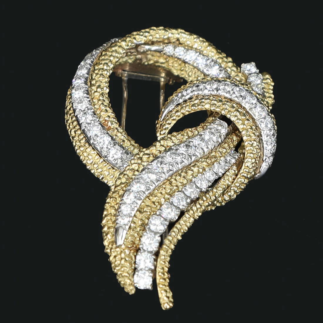 18k Two-tone Diamond Multi-row Brooch, 1.25" Wide, 2" High - Nov 18 ...