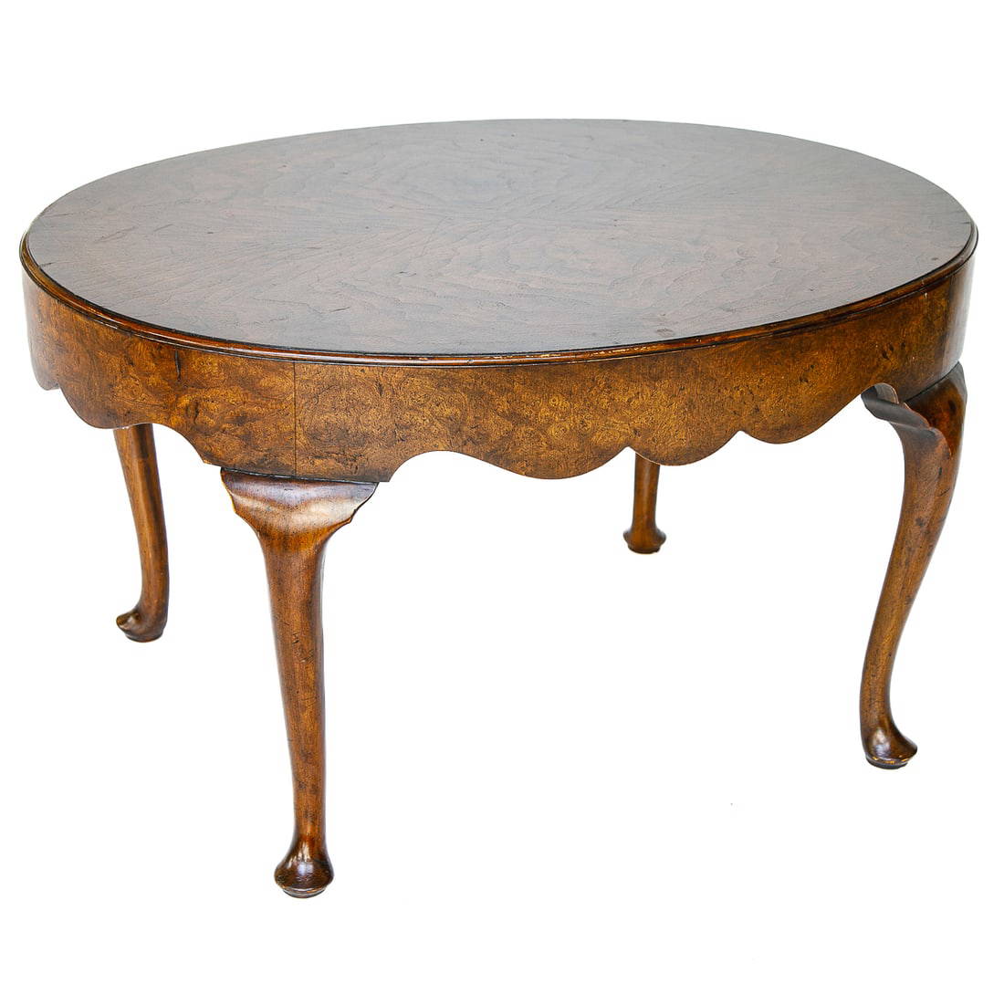 Queen Anne Style Oval Pollard Oak And Walnut Coffee Table Auction