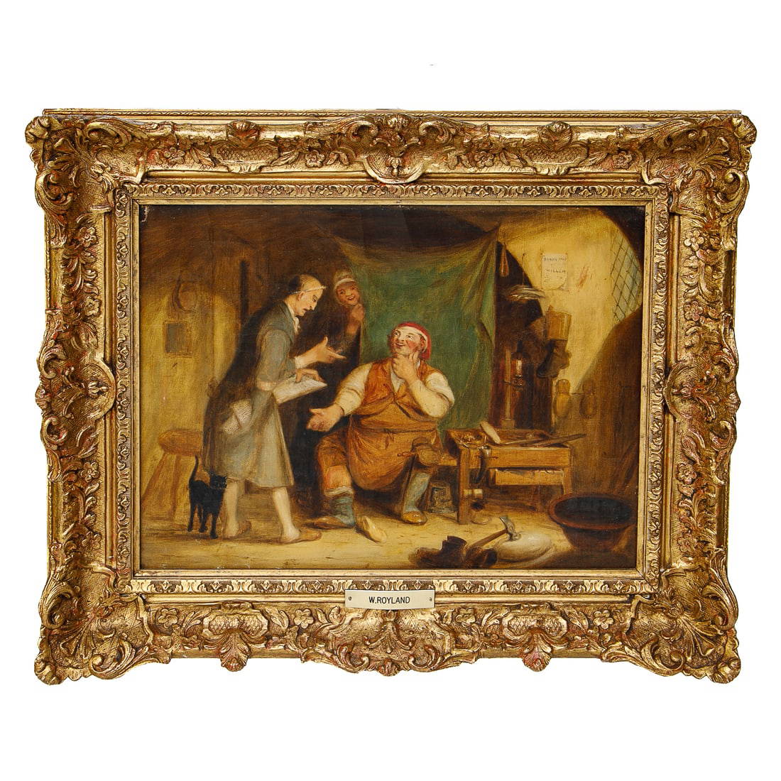 Antique Cobbler Scene, Oil On Canvas Auction