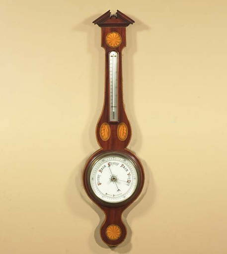 Inlaid Sheraton Style Mahogany Aneroid Barometer