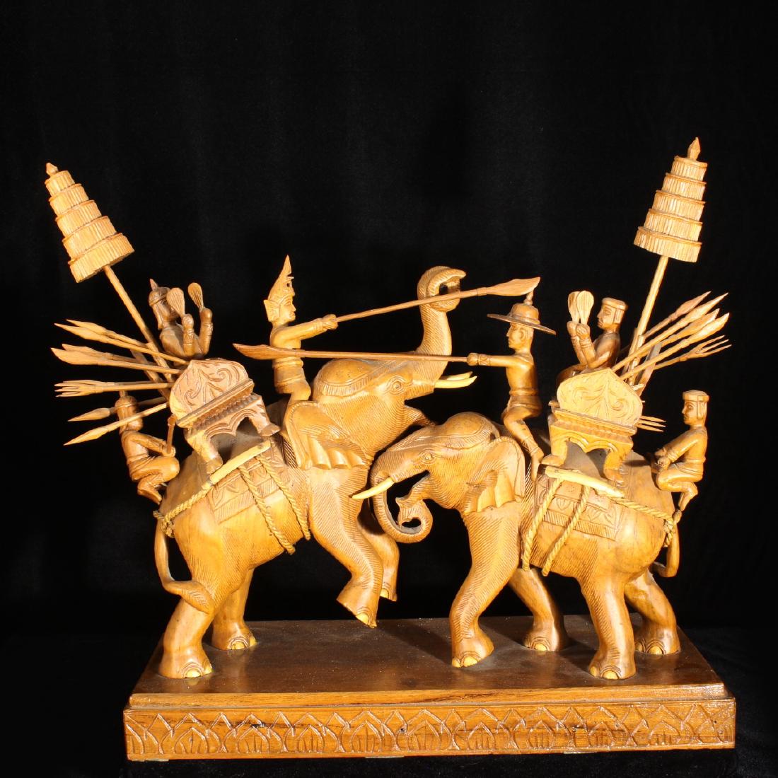 15th C. Style Hand Carved Thai War Elephants