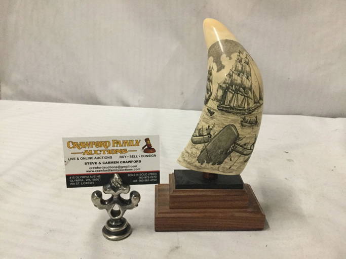Alaskan Inuit Pnw Scrimshaw Whale Tooth Depicting A