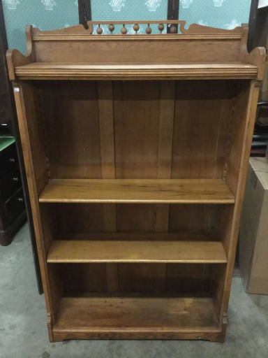 Vintage Wooden Bookshelf With Adjustable Shelves,