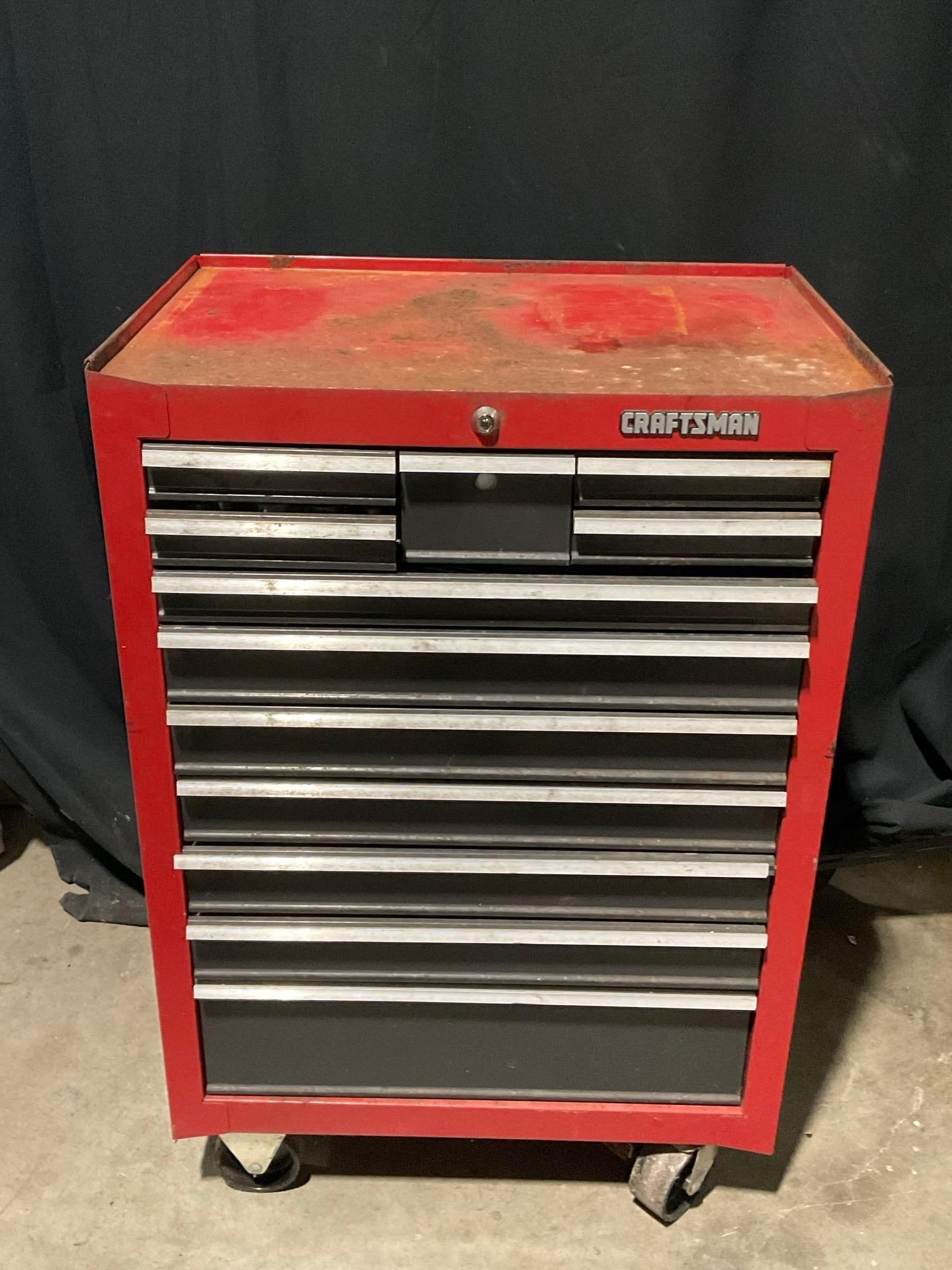 12 Drawer Craftsman Rolling Cart W/ Large Variety Of Tools, Lots Of ...