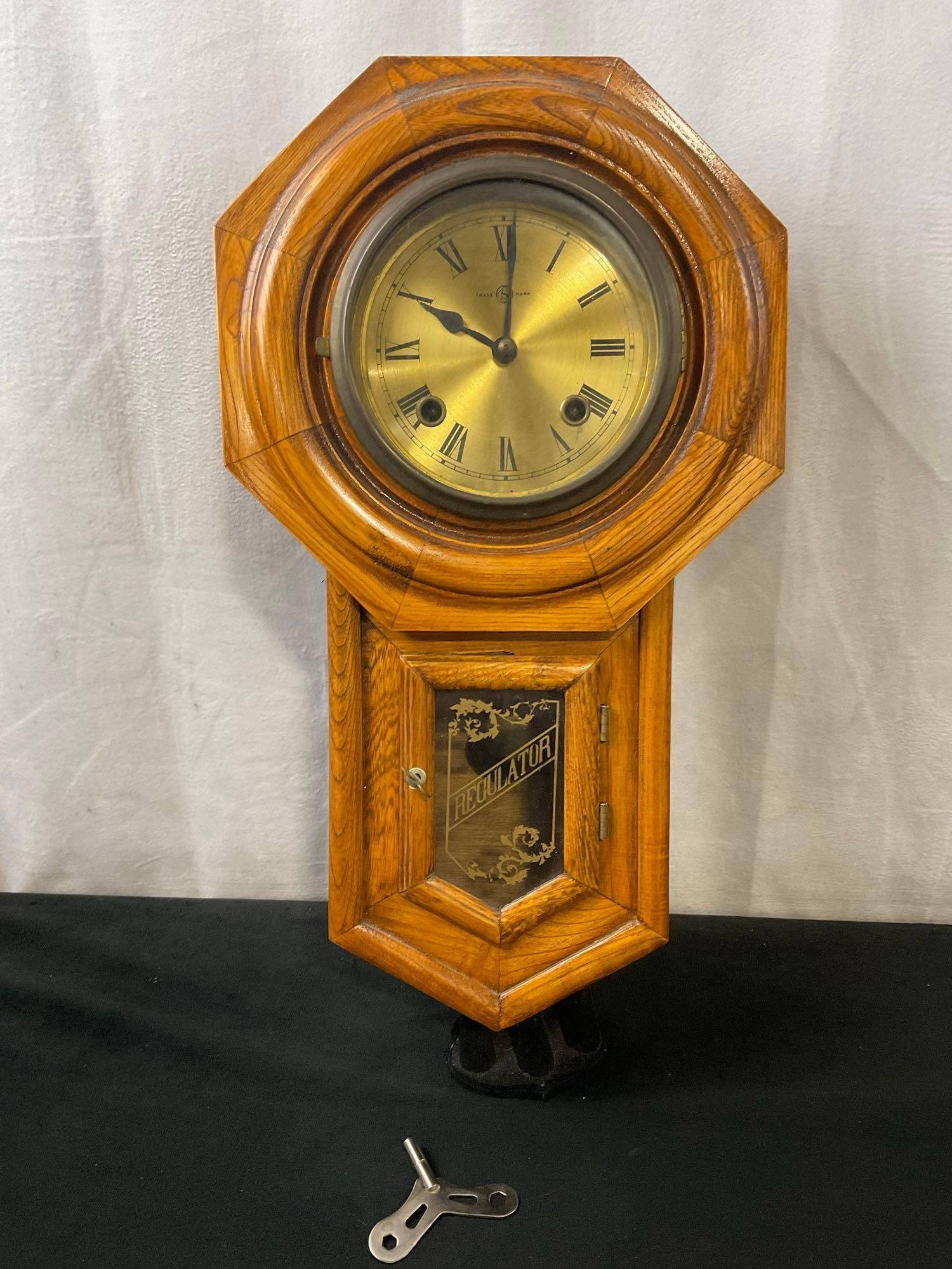 Antique Time Strike Pendulum Regulator Wall Clock Auction