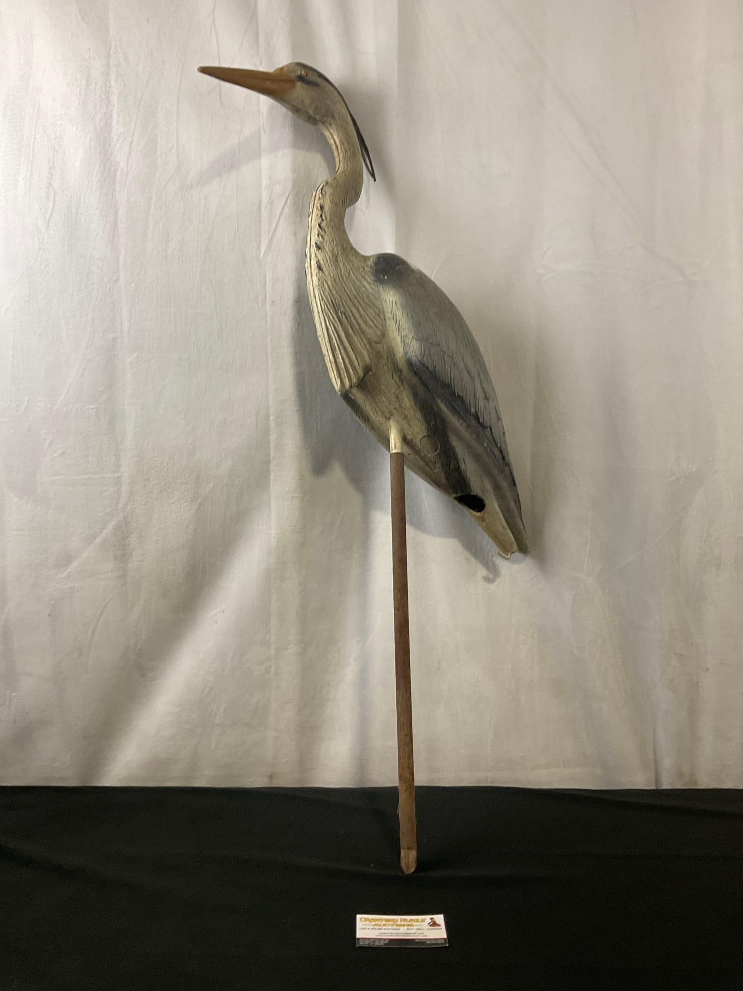Blue Heron Decoy Plastic Bird W/ Stake Auction
