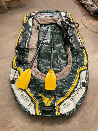 Intex Seahawk 2 Inflatable Raft W/ 2 Oars & Hand Air Pump See Pics